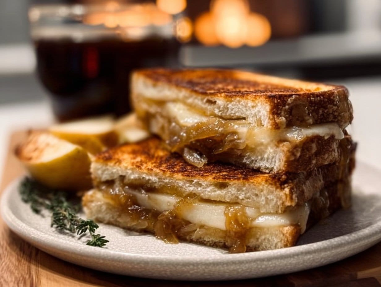 Simple Pear and Apple Grilled Cheese with Caramelized Onions